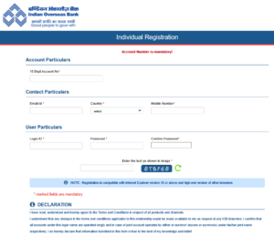 New User - IOB Net Banking Registration, Login, MPIN